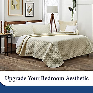 Cosy House Collection Luxury Rayon Derived from Bamboo 3-Piece Quilt Set - Ultra Soft Quilted Coverlet Bedspread - Classic Weave Stitch - Includes Quilt & 1 Pillow Sham - Twin/Twin XL, Navy Blue