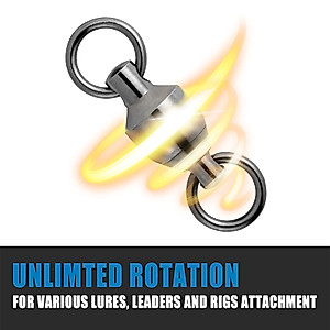 Dr.Fish 20 Pack Fishing Swivels Freshwater Ball Bearing Swivels Stainless Swivels Fishing Tackle Heavy Duty Black Nickel Terminal Tackle Barrel Swivels Leader Lures Connector Offshore Size 0