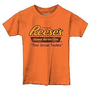 Tee Luv Big Boys Reese's Peanut Butter Cups Shirt - Kids Reeses Candy Shirt (Tangerine) (M)