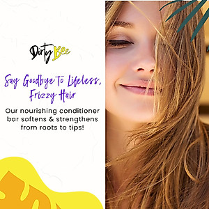 Dirty Bee Vegan Conditioner Bar - All Natural Deep Conditioner for Dry Damaged Hair - Cleansing, Smoothing & Volumizing Straight & Curly Hair Care Products Travel Size, 50-75 Washes