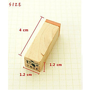 Pack of 25 Pcs Small Green Happy Life Shape Wooden Rubber Stamps with Box for DIY Craft Card and Photo Album (Green)
