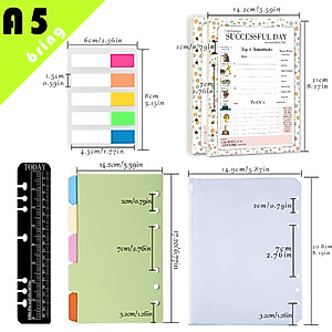 Rancco A5 Planner Inserts Daily Planner To Do List Refills, 90 Sheet 180 Page 6-Hole Successful Day Planner Refills w/Binder Divider, Pouch, Ruler, Index Tab for Filofax, Journal, Undated,5.7x8.3inch