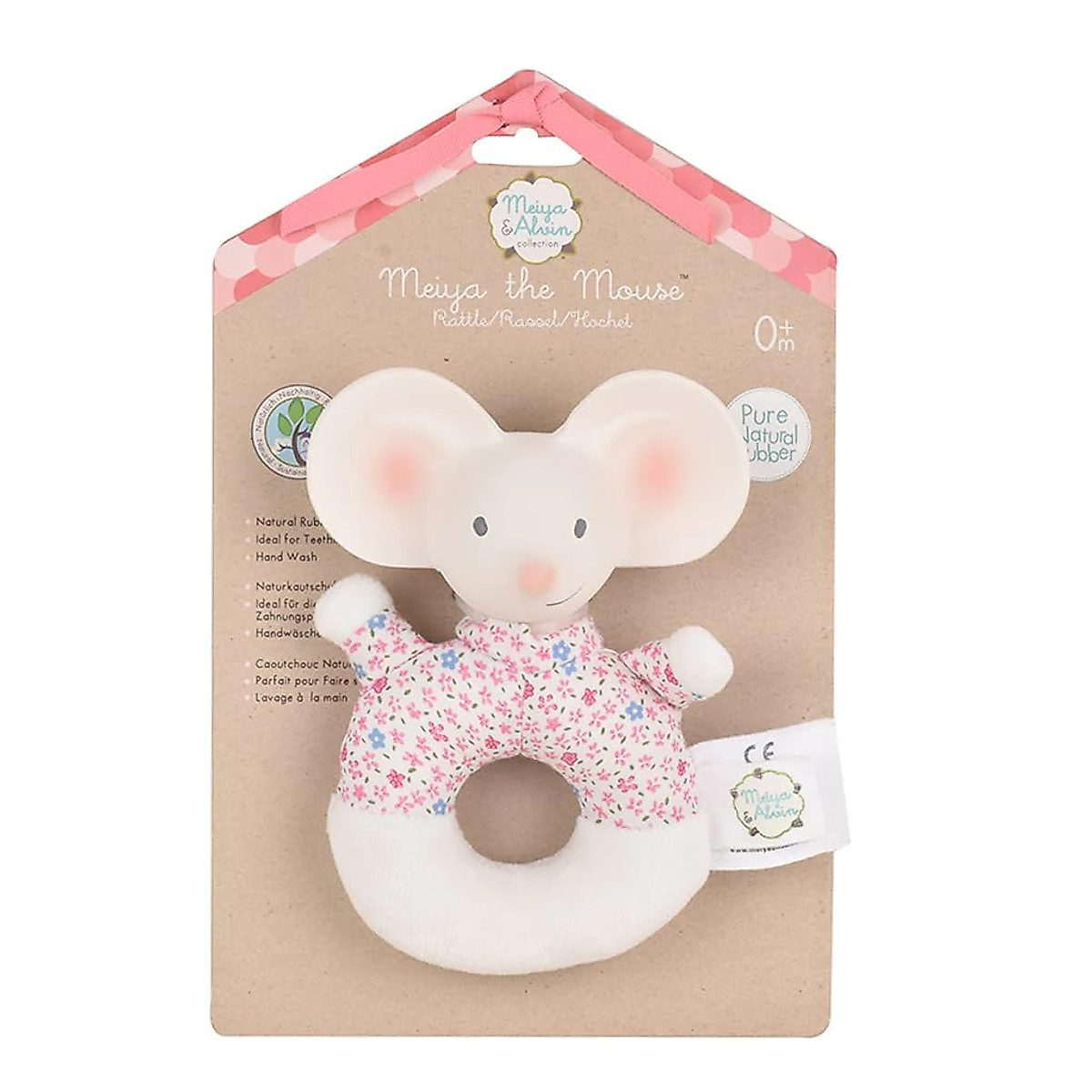 Tikiri Meiya The Mouse Soft Rattle with Rubber Head (Pink)