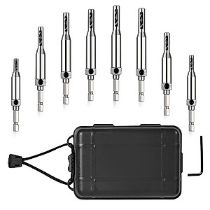 CCTSA Self Centering Drill Bit Set for Hinges, Center Drill Bits VIX Bit Set for Wood Woodworking Door Window Cabinet Hinge Total 10 PCS