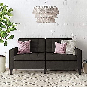 DHP Emily Upholstered Sofa Couch Living Room Furniture, Grey