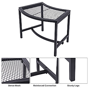 ALBOMI Metal Fire Pit Curved Bench, Backless Powder-Coated Mesh Outdoor Bench, Weatherproof Garden Chair Seating for Firepit Deck Patio Porch Yard, Black