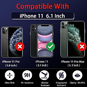 JCJCLY [3+3+1 Value Pack] For iPhone 11 [6.1 Inch] Screen Protector Tempered Glass Accessories, 3 Screen Protectors, 3 Camera Lens Protectors, 1 Easy Mounting Frame, 9H Hardness, High Clarity, Anti-Fingerprint, Anti-Scratch, Bubble-free, Easy to Install,