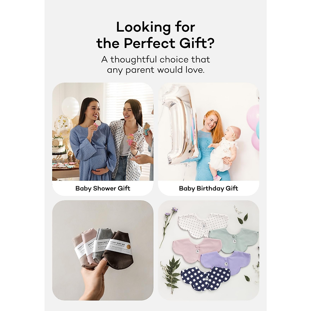 Konny Baby Bibs 5-Pack, 360 ​​° Rotate, New Year Gifts, Soft and Absorbent Bandana Drooling for Boys Girls baby Essentials(Set 4 - Mint, Pink, Beige, Wine Dot, Creamy Gingham)