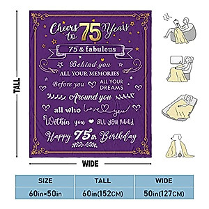 VXDRZGT 75th Birthday Gifts for Women Blanket - 75 Birthday Gifts for Mom or Grandma - 1948 Birthday Gifts for Women - Gifts for 75 Year Old Woman - Cozy & Soft Flannel Throw Blanket 60 x 50 inch
