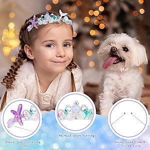 Shihanee 6 Pcs Mermaid Crown Sea Ocean Princess Seashell Starfish Mermaid Headband Tiara Mermaid Hair Accessories Headpiece for Girls Women Mermaid Birthday Party Decorations Gifts Costume Headwear