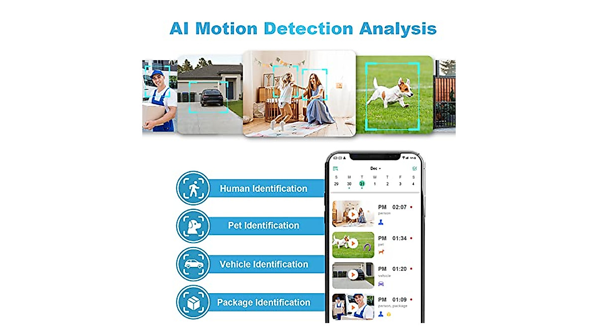 Wireless Indoor Camera with 1080P Night Vision & AI Motion Detection