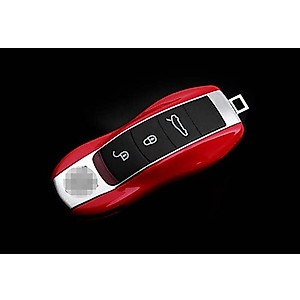 iJDMTOY Direct Replacement Sports Red Finish Key Fob Side Panel Trims Compatible with Porsche Cayenne Panamera Macan 911, etc