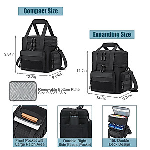 nylobist Insulated Lunch Box for Men: Reusable Tactical Lunch Bag for Work Office Picnic Outdoor - Large Portable Cooler Tote Bag Organizer for Adults - Black