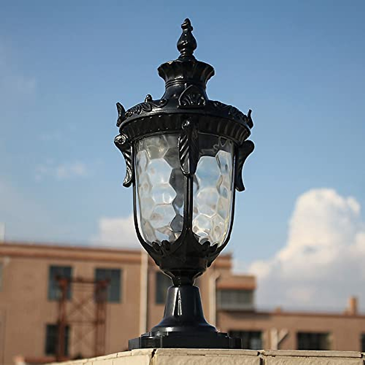 CZLZY Outdoor Waterproof Pillar Lamp Creative Aluminum E27 Post Light Glass Lampshade Villa Courtyard Fence Column Light Lawn Decoration Landscape Light Pedestal Light