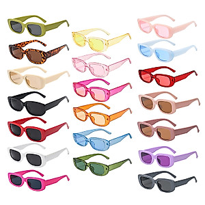 Pibupibu 20 Pack Rectangle Sunglasses Bulk, Retro Rectangle Sunglasses for Women, Fun Y2k Costume Accessories Glasses