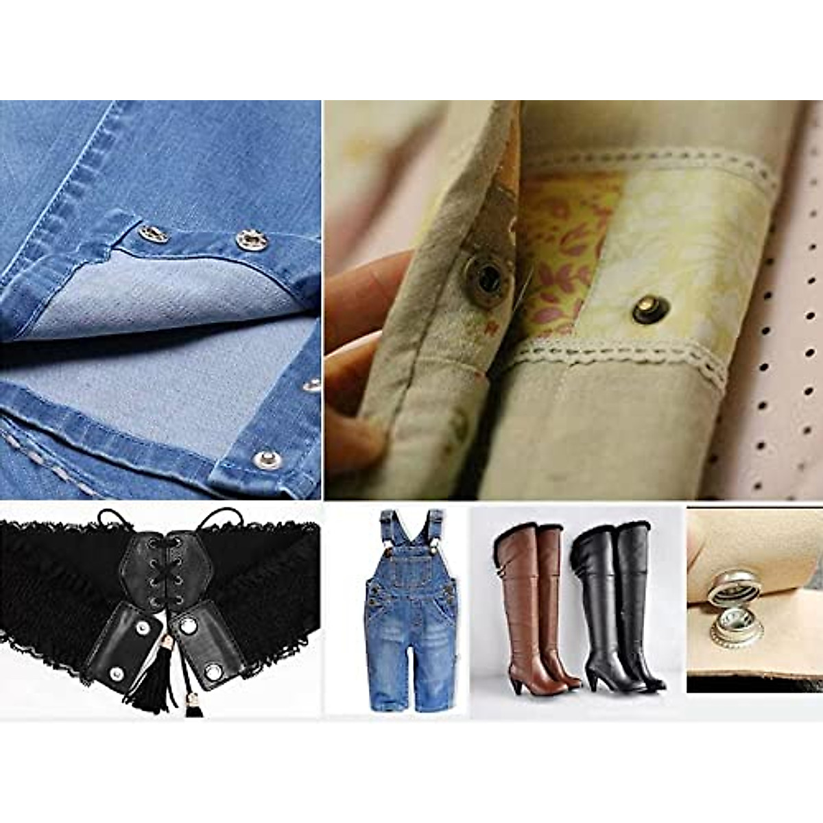 24 Sets Heavy Duty Leather Snap Fasteners Kit, BetterJonny 15mm Metal Snap Buttons Press Studs Leather Rivets Snaps with 4 Setter Tools for Clothes Bracelet Jackets Jeans Gun Black