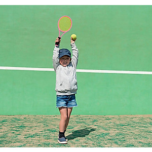 Crefotu Kid Tennis Racket Set for Toddler,Children,Sponge Handle, Includes 6 Badminton, 1 Tennis Ball, Bag and 2 Balls - Increase Children's Sports,Improve Tennis Skills