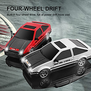 GoolRC RC Drift Car, 1:16 Scale Remote Control Car, 4WD RC Cars, 30KM/H High Speed RC Racing Car with LED Lights, and Drifting Tire for Kids and Adults (White)