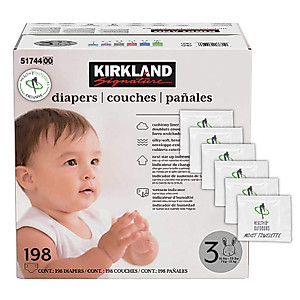 Kirkland Signature Diapers Size 3 (16 lbs - 28 lbs) 198 Count W/ Exclusive Health and Outdoors Wipes