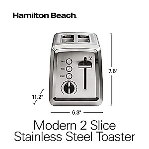 Hamilton Beach 2 Slice Toaster with Extra-Wide Slots, Bagel Setting, Toast Boost, Slide-Out Crumb Tray, Auto-Shutoff & Cancel Button, Defrost Function, Stainless Steel (22794)