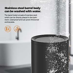 12L/3GAL Black Bathroom Trash Can with Lid,Swing Top Trash can for Bathroom, Modern Trash Can for Bathroom,Bedroom,Living Room,Office,Laundry,Hotel,Bank