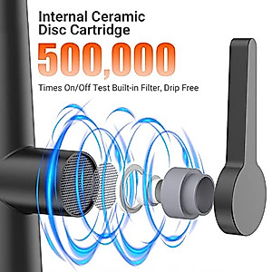 Kitchen Faucet with Pull-Down Sprayer, LEPO Matte Black 4-Function Kitchen Pull Out Faucet, Modern High Arc Single Handle Kitchen Utility RV Bar Sink Faucets with Deck Plate (Matte Black)