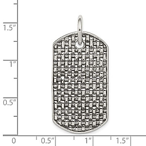 Solid 925 Sterling Silver Dog Tag Pendant Charm - 43mm x 21mm