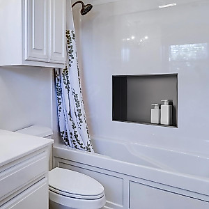 24 x16 Black Stainless Steel Shower Niche, Luckyhorse 24"x16"x4" Wall-Inserted Rectangular Bathroom Recessed Bathroom Shower Niche Shelf for Bathroom Storage