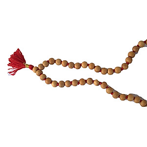 GRI9 8MM Tulsi mala Beads Necklace Holy Basil 108 + 1 Beads Ram Japa Prayer Mala Energized 108 Hindu Tibetan Buddhist Rosary for Chanting Mantra (Red Tessel)