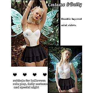 Avidlove Women Pleated Skirt Sexy Mini Cosplay Skirt Schoolgirl Ruffle Lingerie (Black,M)