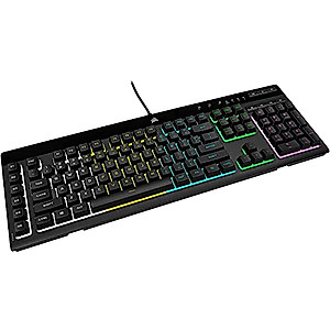 Corsair K55 RGB PRO Membrane Wired Gaming Keyboard – IP42 Dust and Spill-Resistant – 6 Macro Keys with Elgato Integration – iCUE Compatible – QWERTY NA – PC, Mac, Xbox – Black