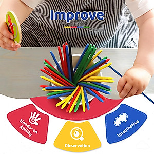 DOXISHRUKY Classic Wooden Thin Pick Up Stick Game 41 Pieces Fun Family Game Gift Idea 9.8 Inch Long