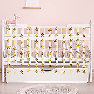 Reflective Star Paper Garland,52 Feet Glitter Star Garland Banner Decoration Sparkling Gold Star Banner Twinkle Little Star Garlands Reflective Banner Backdrop Decor for Christmas Wedding Birthday