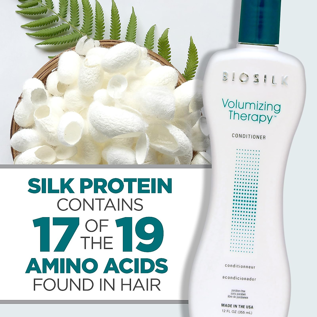 BioSilk Volumizing Therapy Conditioner - Sulfate, Paraben and Gluten Free, 12 oz.