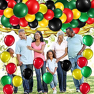 112 Pieces Juneteenth Decorations Kit-Juneteenth Balloon Garland Arch Kit with Happy Juneteenth Tablecloth Gold Chain Balloon for African-American June 19th 1865 Freedom Day Party Supplies