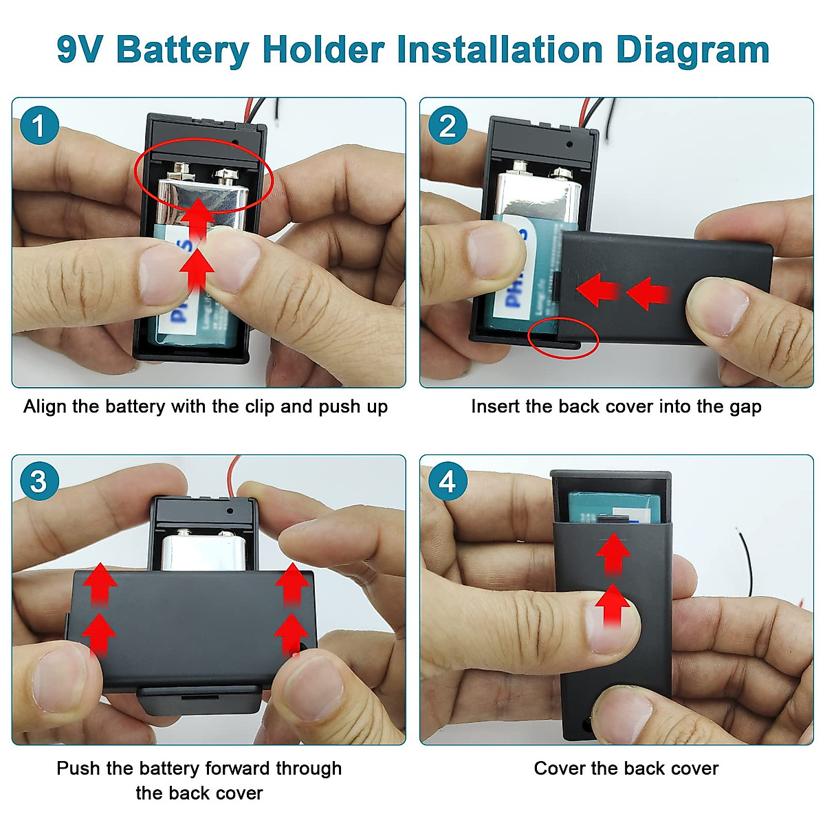 VWEICYY 2PACK 9V Battery Holder,9V Battery Holder with Switch,9 Volt Battery Holder with Leads，Widely Used in Student Experiments,LED Strips or Other Devices with 9V Batteries (2 Pack)