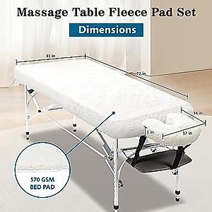 Massage Table Pad Set Premium Fleece Professional SPA Massage Bed Pad, Natural & Thickened & Extra Soft Fleece Massage Table Cover, Includes Pad and Face Rest Cover, 31” W x 72” L