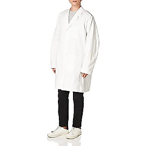 Landau Essentials Relaxed Fit 5-Pkt 4-Button Full-Length Lab Coat for Men 3124 White 8oz 100% Cotton Twill