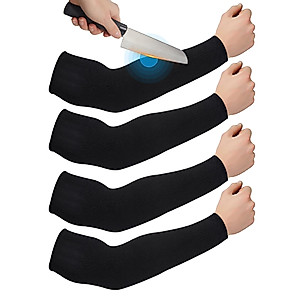 Geyoga 2 Pairs Cut Resistant Sleeves Thin Arm Protectors Arm Guard for Thin Skin and Bruising Arm Sleeves for Men Women (Black)