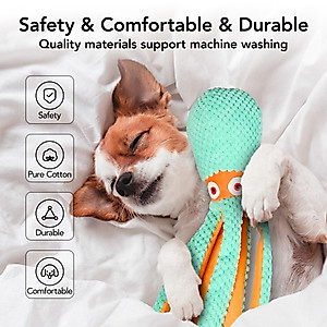 Wigglo Dogs Plush Toys, Squeaky Octopus Dog Stuffed Toys, Durable Dog Chew Toys for Puppy Small Medium Large Boredom Dogs Interactive, Tug-of-war, Stimulating, Teething (Green)