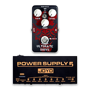 JOYO JF-02 Ultimate Drive Overdrive Pedal Bundle with JP-05 Pedal Power Supply Built-in Rechargeable Battery