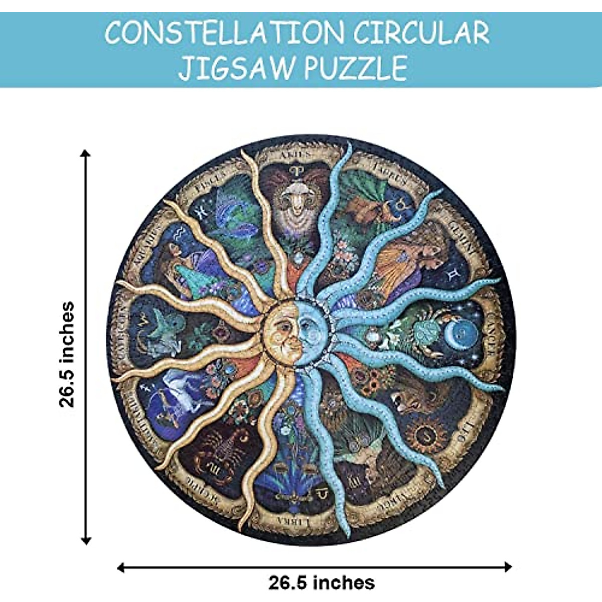 Round Jigsaw Puzzle Educational Game Large 26 Inch 1000 Pieces (Constellation)