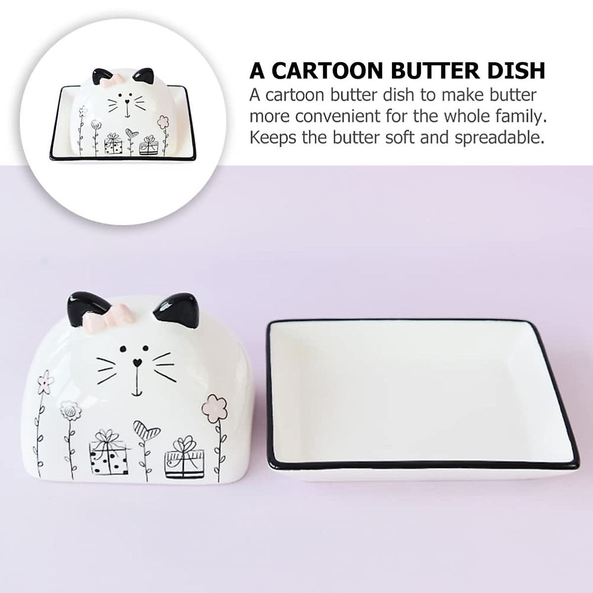 Hemoton Butter Holder Butter Box Clamshell Dish Household Ceramics Cheese Dish