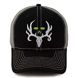 Paramount Outdoors Bone Collector Black and Grey Mesh Back Baseball Cap with Hook and Loop Closure (Black and Grey)