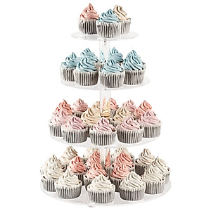 CECOLIC Acrylic Cupcake Stand Clear Cupcake Holder Display Stand Dessert Pastry Tower Stand for Wedding Birthday Bar Party Décor (Round - 4 Tier)