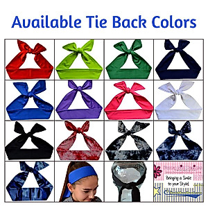 Volleyball TIE Back Moisture Wicking Headband Personalized with The Embroidered Name of Your Choice (Black Solid Tie Back) One Size