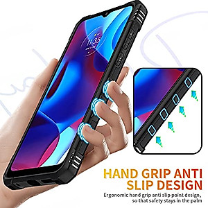 Vecomelo for Moto G Play 2023 Case with HD Screen Protector, [Military Grade] 16ft. Drop Tested Cover with Magnetic Kickstand Car Mount Protective Case for Motorola G Play 2023, Black