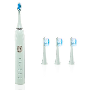 Electric Sonic Toothbrush,Battery Powered Portable Waterproof Soft Hair Electric Toothbrush with 3 Brush Head 5 Modes,Suitable for Daily Oral Care,Business Travel and Holiday Use(battery not included)