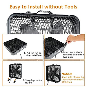 Simple Deluxe 20” Box Fan, 3-Speed Cooling Table Fan with Aerodynamic Shaped Fan Blades, Convenient Carry Handle and Safety Grills, For Home Office Color: White,Black