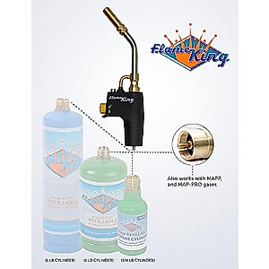 Flame King FK4500CGA High Intensity Propane Torch Head for Soldering, Brazing, Plumbing, Lighting Charcoal/Fire Pits, Compatible with 1LB Cylinders, MAPP, and MAP-PRO